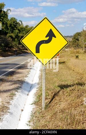 Warning Traffic Sign Sharp Right Curve S Curve Stock Photo Alamy