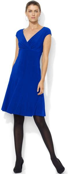 Lauren By Ralph Lauren Capsleeve Aline Dress In Blue Royal Blue Lyst
