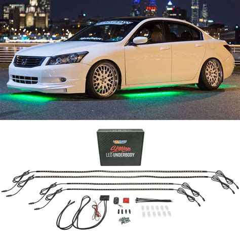 Ledglow 4pc Green Flexible Led Slimline Car Underbody Underglow
