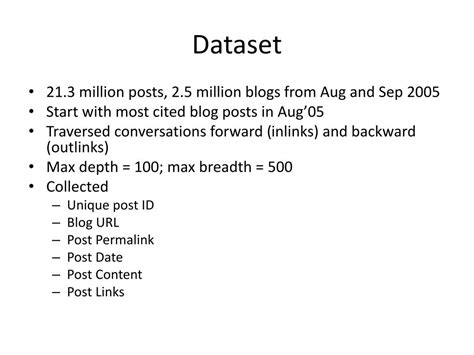 Ppt Cascading Behavior In Large Blog Graphs Patterns And A Model
