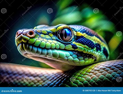 A Stunning Look Of A Venomous Python Ai Generated Illustration Stock