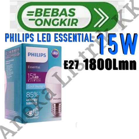 Jual PHILIPS LED ESSENTIAL W PUTIH KUNING E BOHLAM LAMPU BULB W WATT Putih TANPA