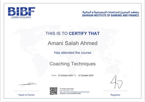 Completed Coaching Techniques Course At Bibf Amani Ahmed Posted On