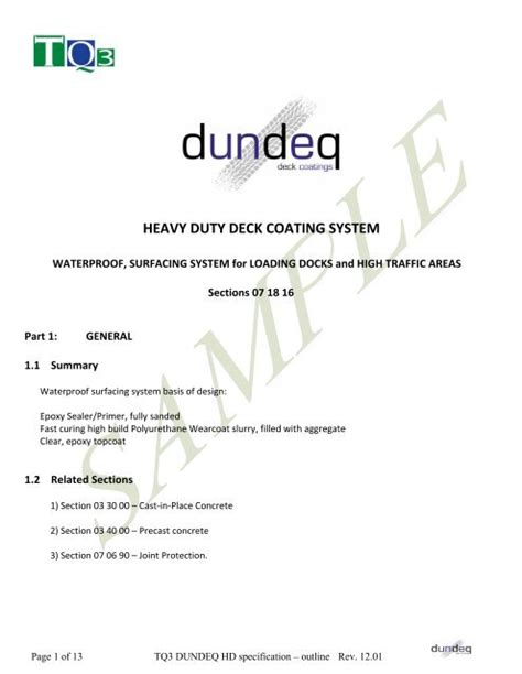 Heavy Duty Deck Coating System Waterproof Tq 3