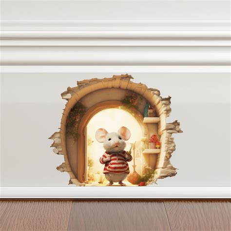 Mouse House 3d Wall Decals Mouse Hole Wall Sticker 3d Art Mouse Home