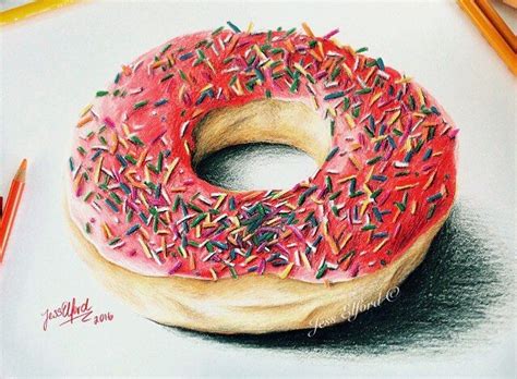 Realistic Doughnut Drawing By Jess Elford Drawn With Prismacolor