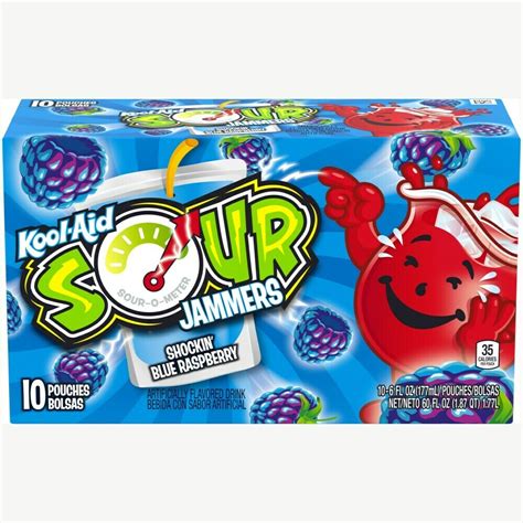 Kool Aid Jammers Pouches 10ct Sour Shockin Blue Raspberry