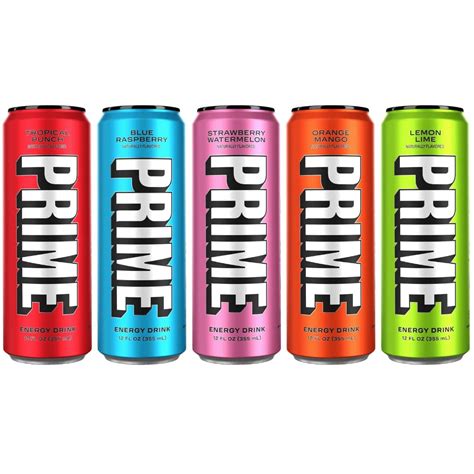 Prime Energy Latas de bebida de 5 sabores 200 mg de cafeína cero