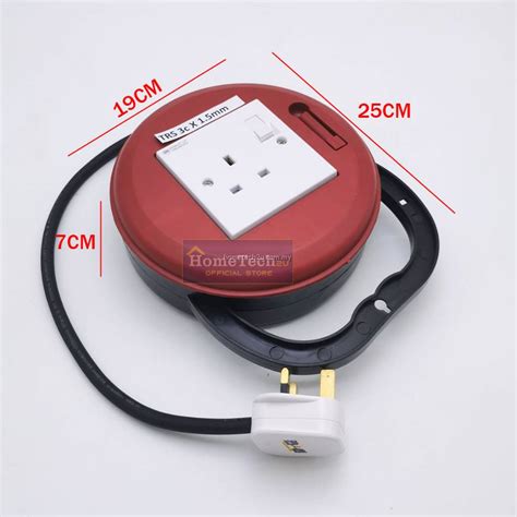 Heavy Duty Extension Roller Round Wire Box Trailing Socket Cable Reel Adapter Penyambung Wayar