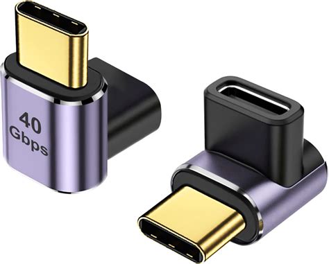Areme 90 Degree Usb C Male To Usb C Female Adapter 2 Pack Type C Up