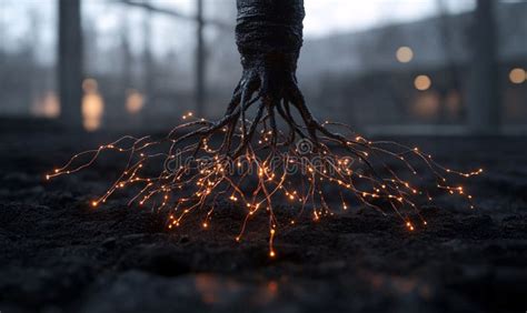 Agi Floating Roots Illuminated In A Dark Space Stock Image Image Of