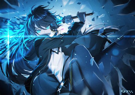 Dark Hair Blue Eyes Bai Yemeng Women With Swords Long Hair Anime