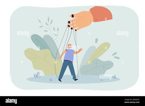 Hand Holding Girl On Strings Flat Vector Illustration Stock Vector