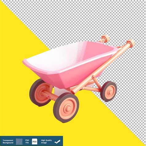 3d изометрический рендеринг милого коляски прозрачный фон Png Psd