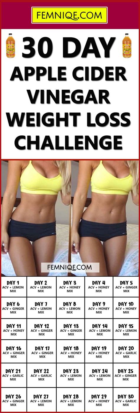 30 Day Apple Cider Vinegar Weight Loss Challenge Femniqe