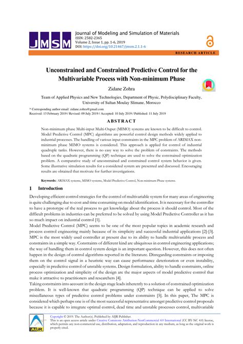 pdf unconstrained and constrained predictive control for the
