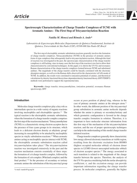 PDF Spectroscopic Characterization Of Charge Transfer Complexes Of