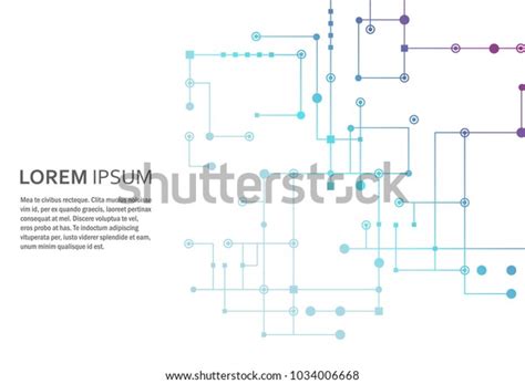 Circuit Technology Background Connected Dots Lines Stock Vector