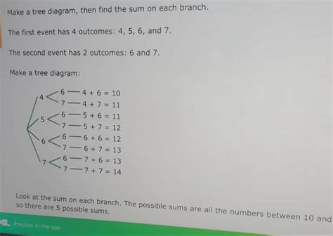 make a tree diagram then find the sum on each branch the first event