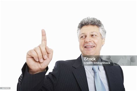 행복함 중년 남자 사업가 표시중 그릐 집게손가락 1위에 대한 스톡 사진 및 기타 이미지 1위 50 54세 50 59세