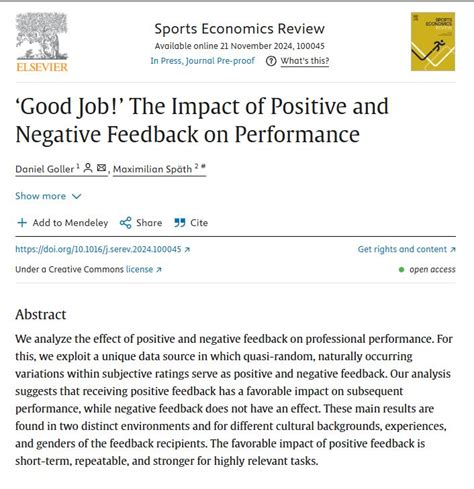 New Paper In Sports Economics Review Daniel Goller From The University Of Bern And Maximilian