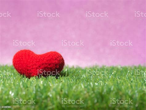 녹색 잔디 배경에 붉은 사 수 제 마음은 로얄 핑크 텍스트 발렌타인 사랑 개념에 대 한 공간을 복사 하 고 사랑 하는 배경 0명에 대한 스톡 사진 및 기타 이미지 Istock