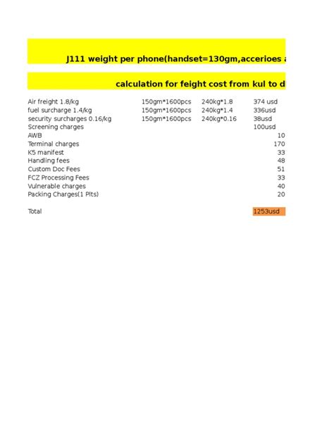 Freight Calculation Pdf