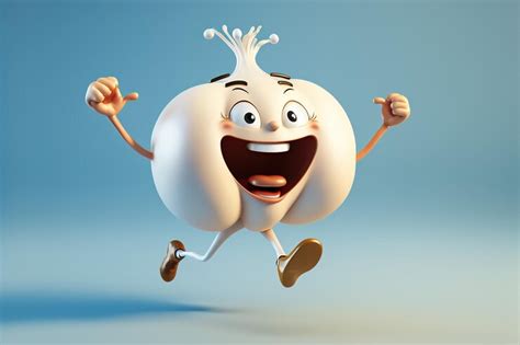 Premium Photo Cute Garlic Character Jumping For Joy Generative Ai