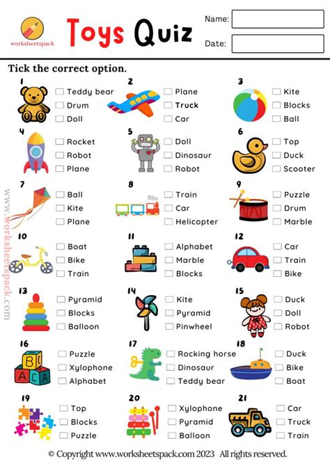 ESL Toys Picture Quiz for Kids - worksheetspack | Learning english for kids, Quizzes for kids ...
