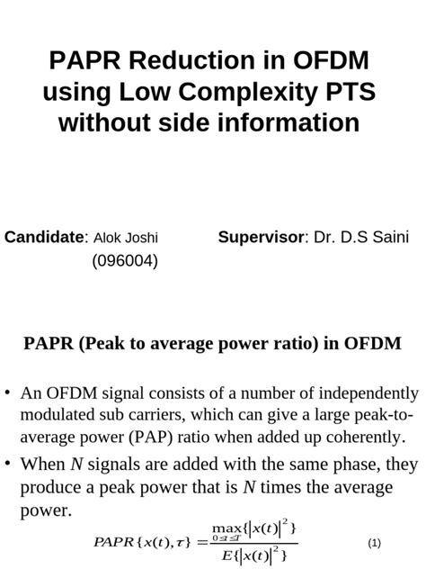 Papr Reduction In Ofdm Using Low Complexity Pts Pdf Orthogonal Frequency Division