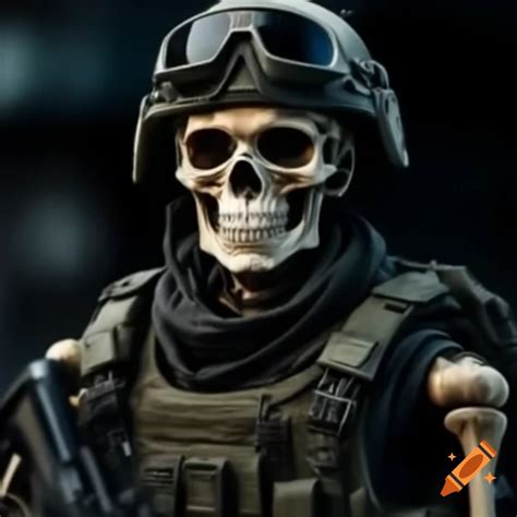 Skeleton Wearing Tactical Uniform On Craiyon