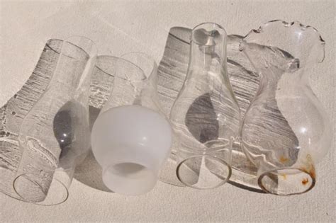 Lot Vintage Glass Lamp Chimney Shades For Old Mini Lamps Small