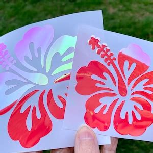 Hibiscus Vinyl Decal Hawaiian Tropical Flower Sticker Holographic Vinyl