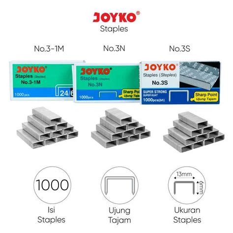 Jual Staples Isi Stapler Refill Stapler Joyko No3 1 Box 1000 Pcs Di