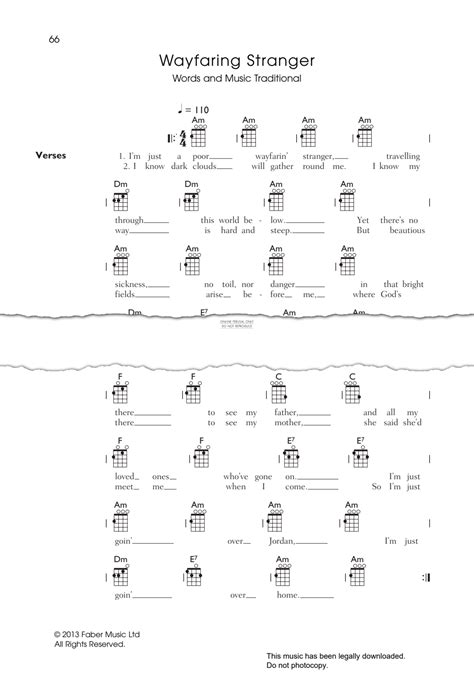 Wayfaring Stranger Traditional Sheet Music Ukulele Pdf Download