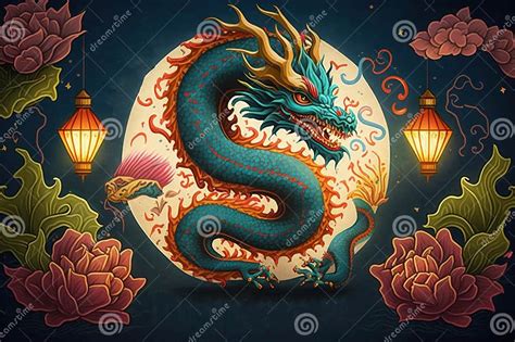 Illustration Of Traditional Chinese Dragon Ai Generated Stock
