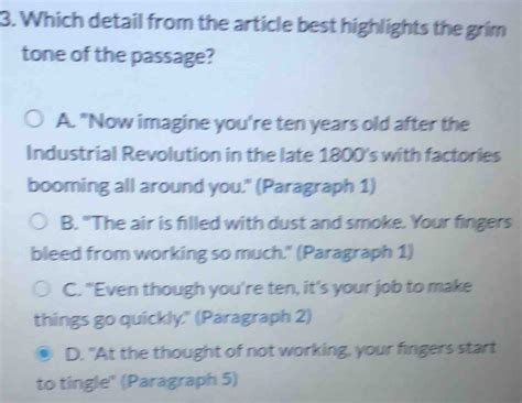 Solved 3 Which Detail From The Article Best Highlights The Grim Tone