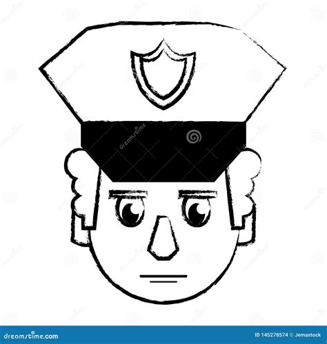 Police Face Cartoon Sketch 145339347