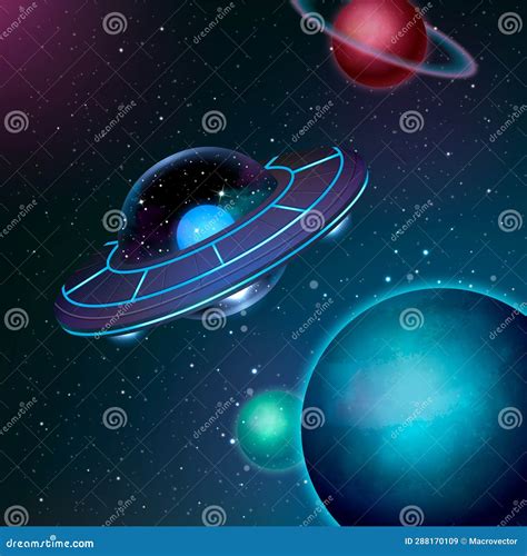 Spacecraft Realistic Background Vector Illustration 239131202