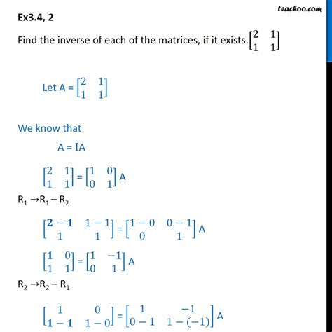 Ex Find Inverse Of Chapter Matrices