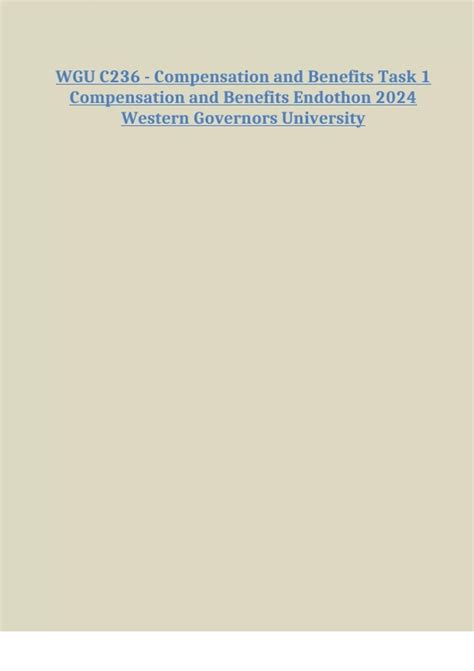 Wgu C236 Compensation And Benefits Task 1 Compensation And Benefits