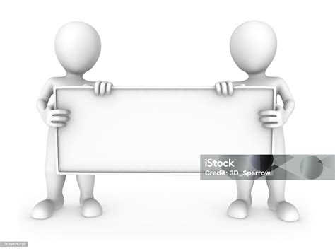 빈 보드와 함께 3d 작은 사람 3d 렌더링 된 그림입니다 2명에 대한 스톡 사진 및 기타 이미지 2명 3차원 형태 간판 Istock