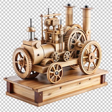 Premium Psd Wooden Model Of A Steam Engine With Gears