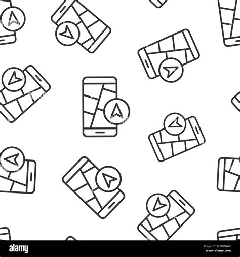 Smartphone Map Icon In Flat Style Mobile Phone Gps Navigation Vector