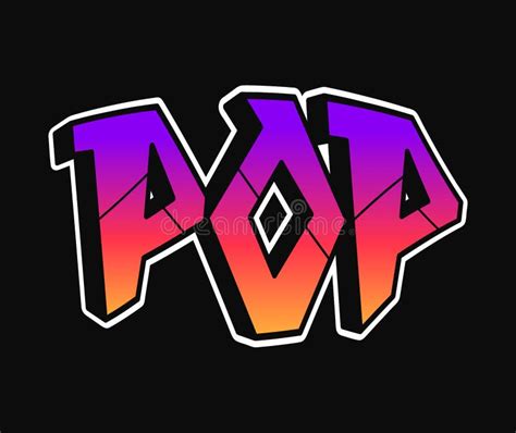 Pop Word Trippy Psychedelic Graffiti Style Lettersvector Hand Drawn