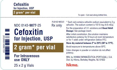 Cefoxitin For Injection Inject 1gm Vl 25x20ml Real Value Rx