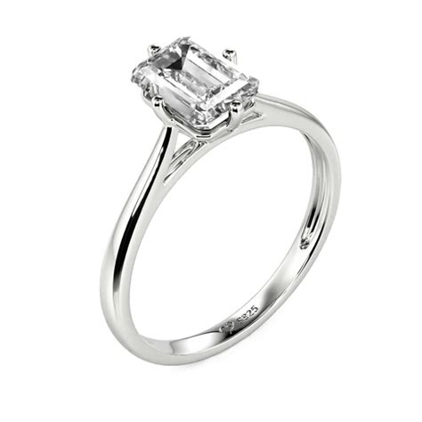 Jeulia Emerald Cut Solitaire Sterling Silver Engagement Ring Jeulia Jewelry