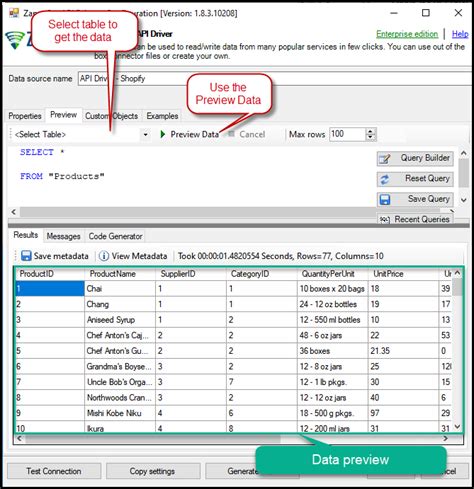 how to connect to shopify api in odbc api driver zappysys community