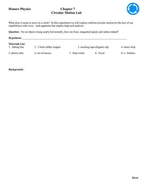 Circular Motion Lab Physics Experiment