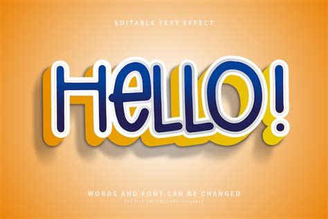 Premium Vector | Hello editable text effect